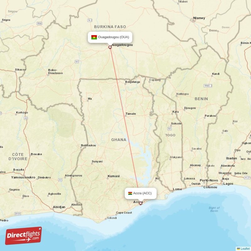 Direct flights from Ouagadougou to Accra (OUA-ACC) - Directflights.com