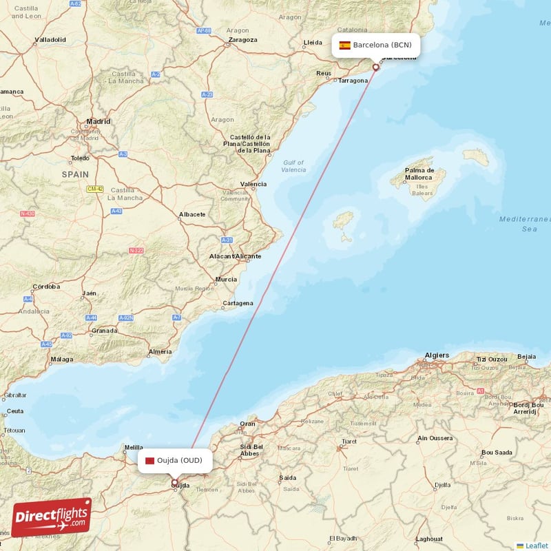 Direct flights from Oujda to Barcelona, OUD to BCN non-stop - Directflights.com