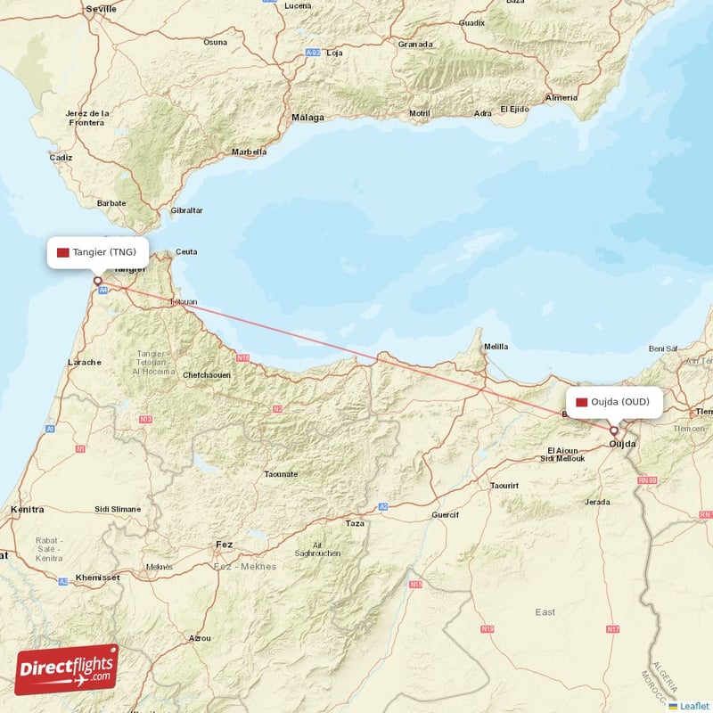 Direct flights from Oujda to Tangier, OUD to TNG non-stop ...