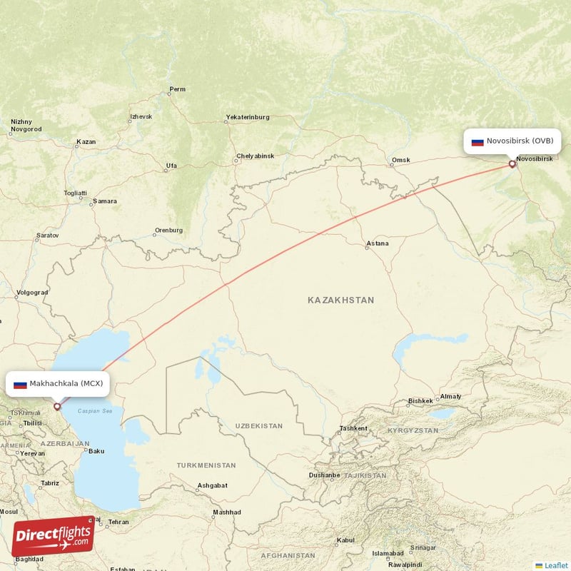 Direct flights from Novosibirsk to Makhachkala, OVB to MCX non-stop ...