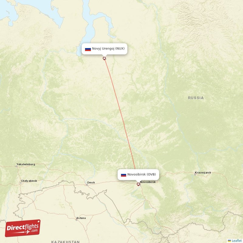 Direct flights from Novosibirsk to Novyj Urengoj, OVB to NUX non-stop - Directflights.com