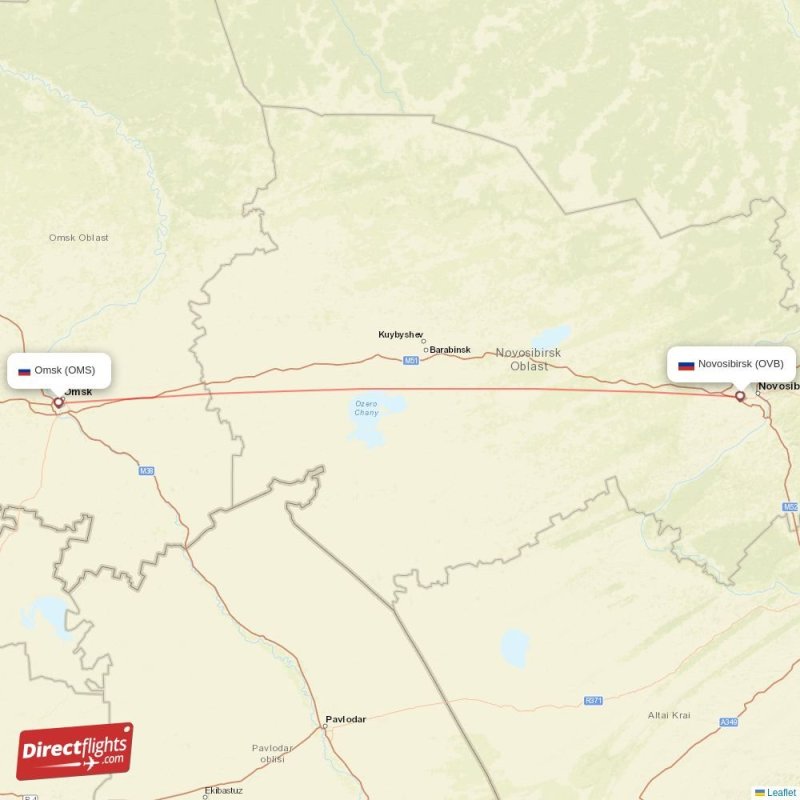 Direct flights from Novosibirsk to Omsk, OVB to OMS non-stop ...