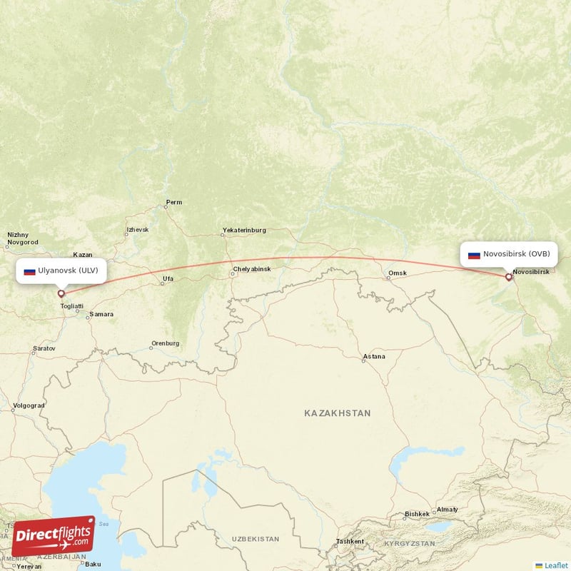 Direct flights from Novosibirsk to Ulyanovsk, OVB to ULV non-stop - Directflights.com