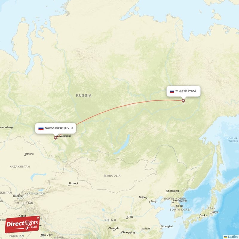 Direct flights from Novosibirsk to Yakutsk, OVB to YKS non-stop - Directflights.com