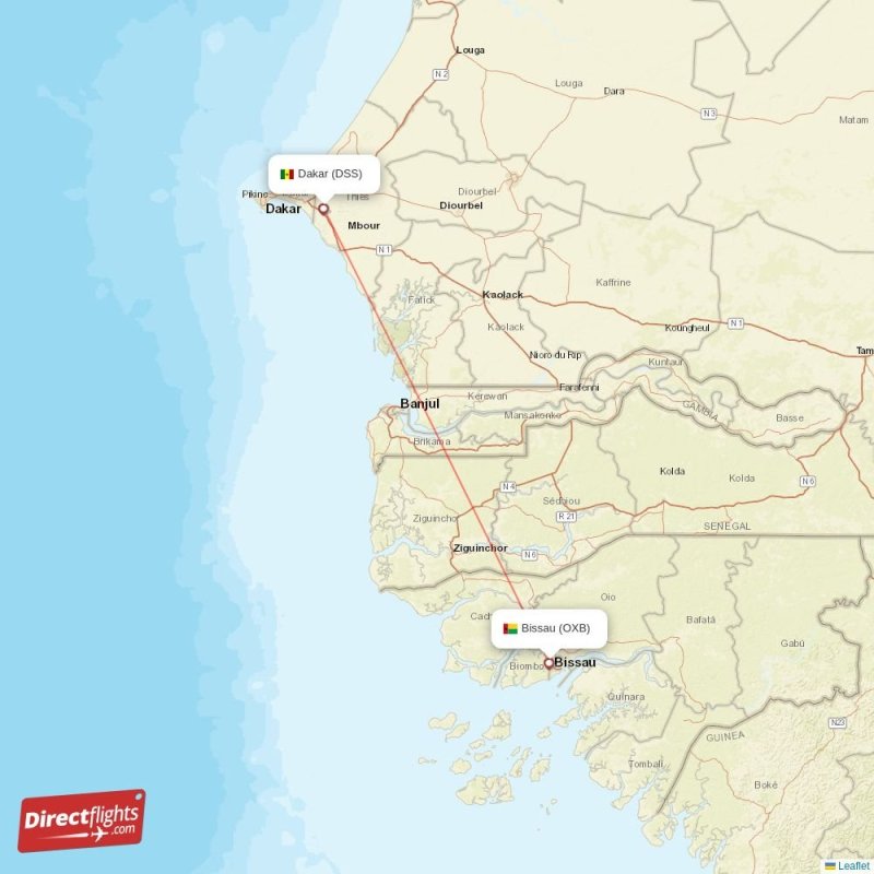 Direct flights from Bissau to Dakar (OXB-DSS) - Directflights.com