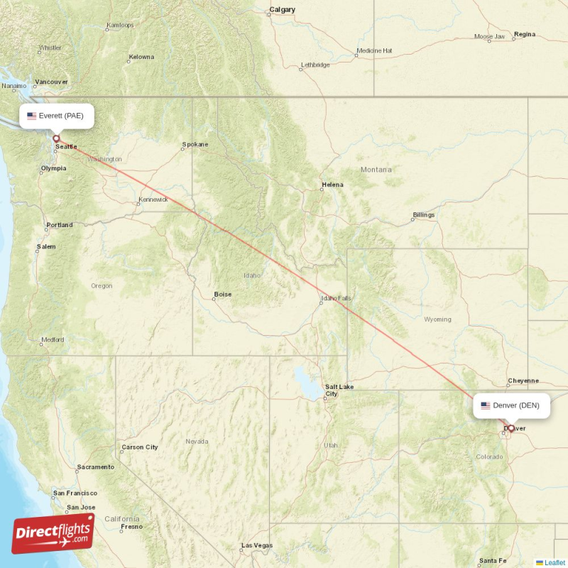 Direct flights from Everett to Denver (PAE-DEN) - Directflights.com