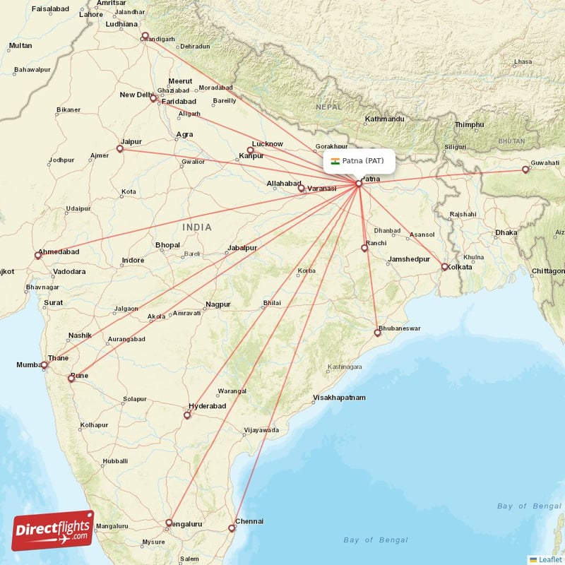 Direct flights from Patna - 14 destinations - PAT, India ...
