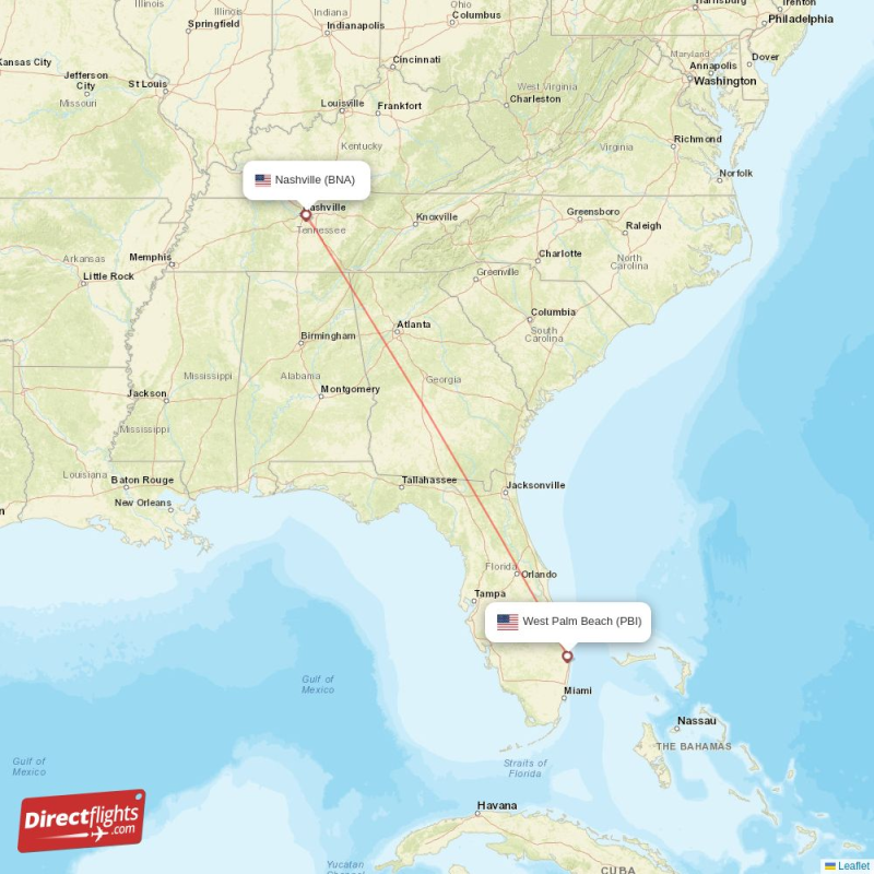 Direct flights from West Palm Beach to Nashville (PBI-BNA ...