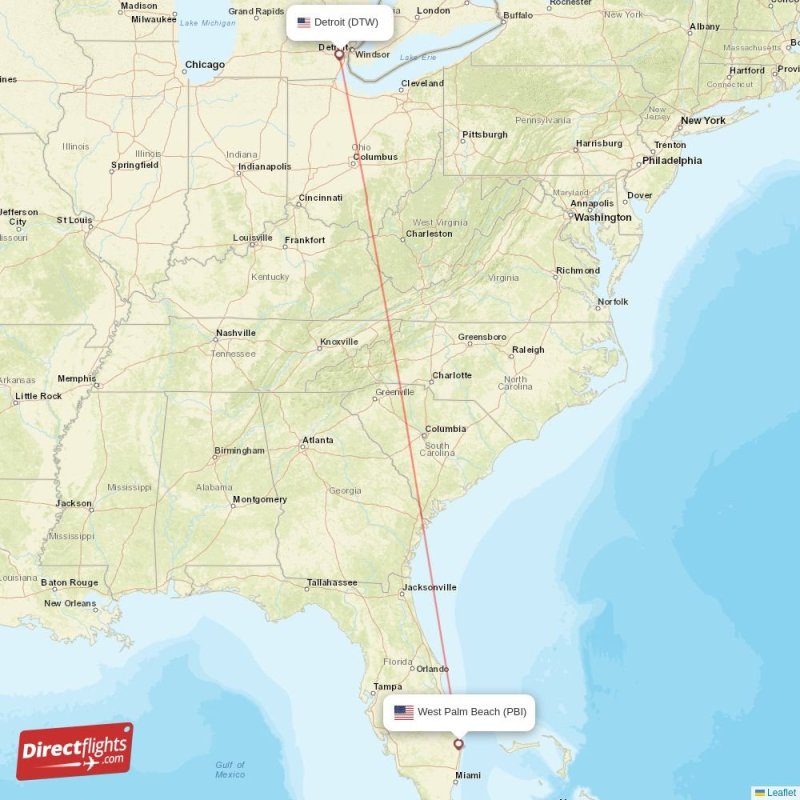 Direct flights from West Palm Beach to Detroit (PBI-DTW ...