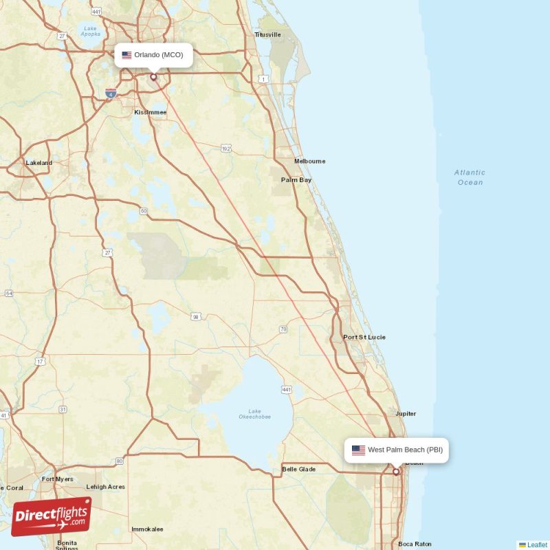 Direct flights from West Palm Beach to Orlando (PBI-MCO ...