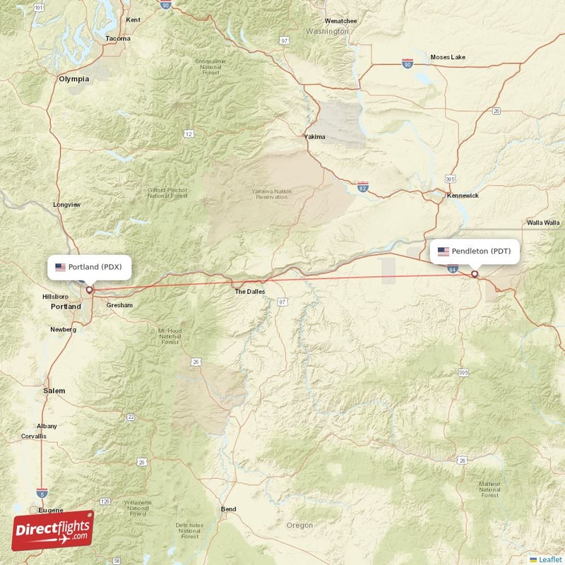 Direct flights to Pendleton - PDT, USA - Directflights.com