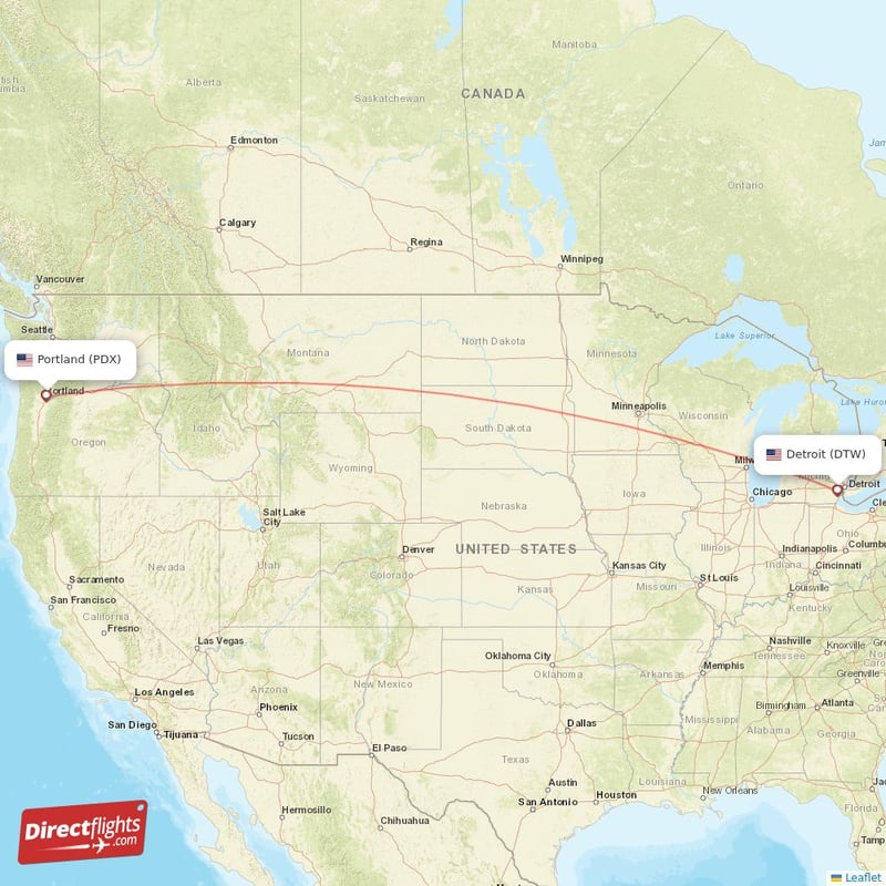 Direct flights from Portland to Detroit, PDX to DTW non-stop ...