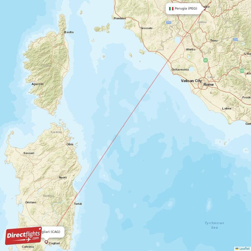 Direct flights from Perugia to Cagliari, PEG to CAG non-stop ...