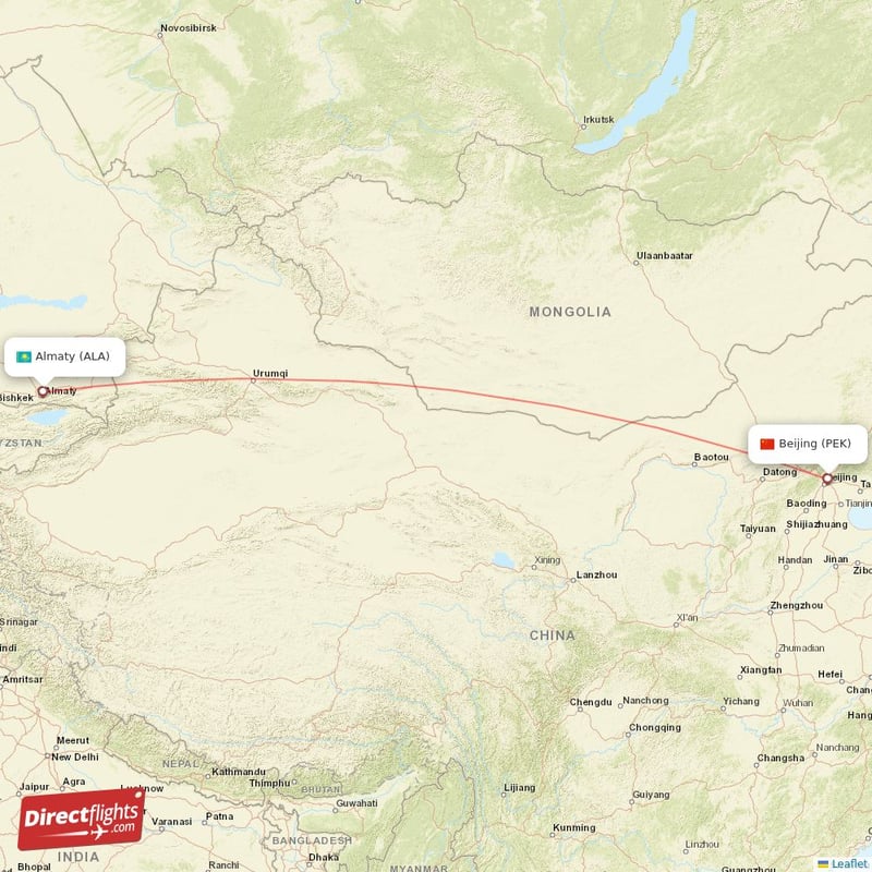 Direct flights from Beijing to Almaty, PEK to ALA non-stop ...