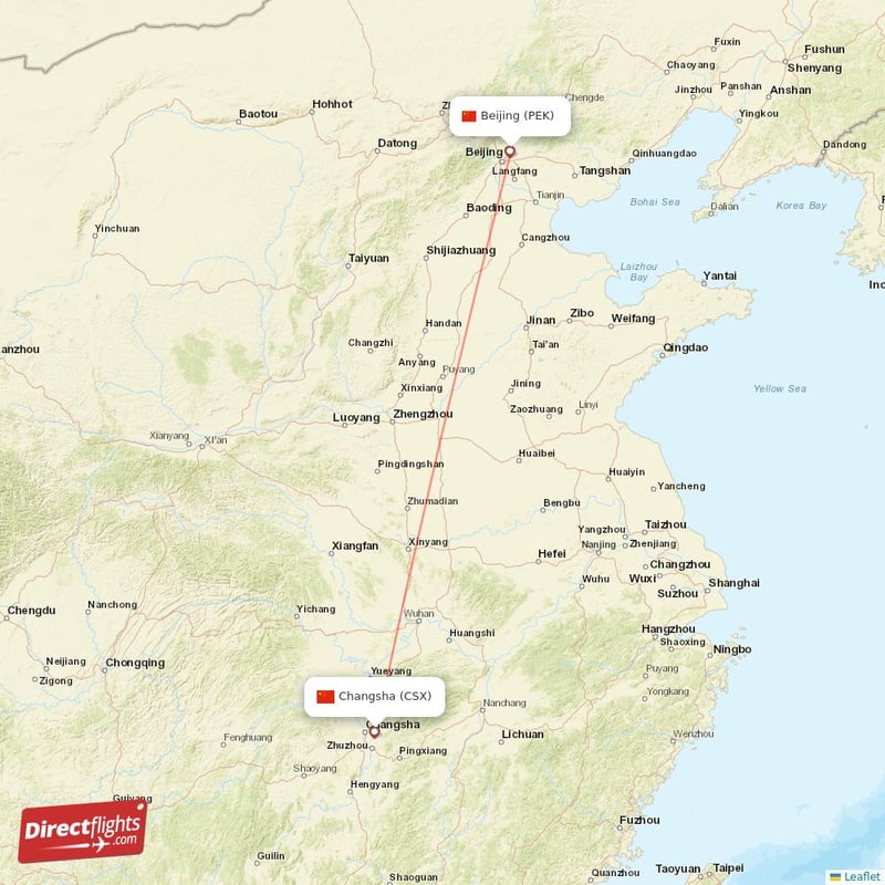 Direct flights from Beijing to Changsha, PEK to CSX non-stop - Directflights.com