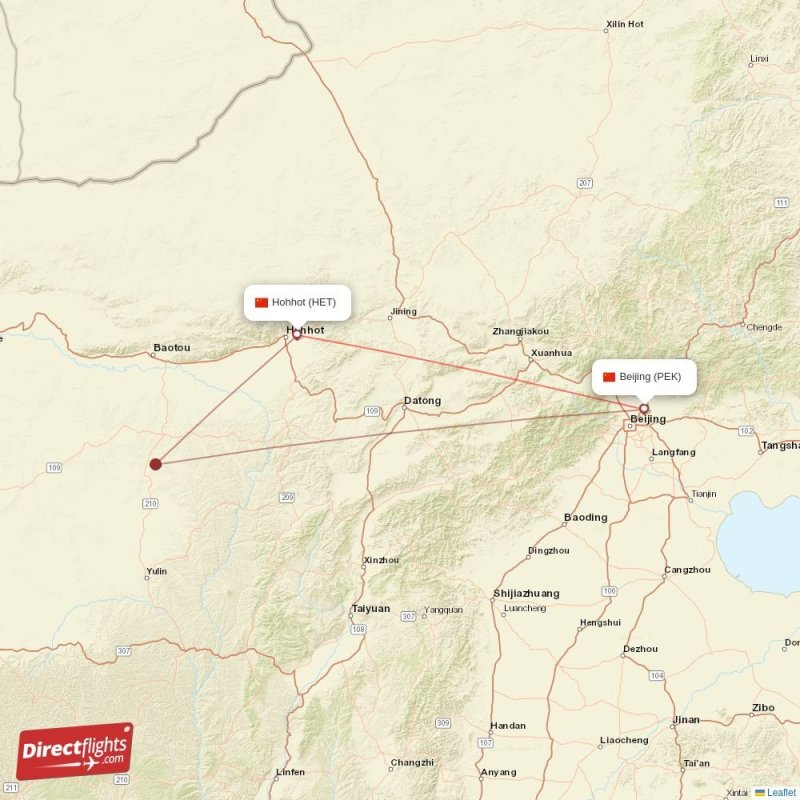 Direct flights from Beijing to Hohhot, PEK to HET non-stop ...