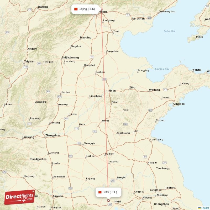 Direct flights from Beijing to Hefei, PEK to HFE non-stop ...