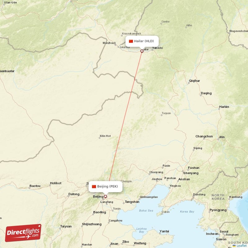 Direct flights from Beijing to Hailar, PEK to HLD non-stop - Directflights.com