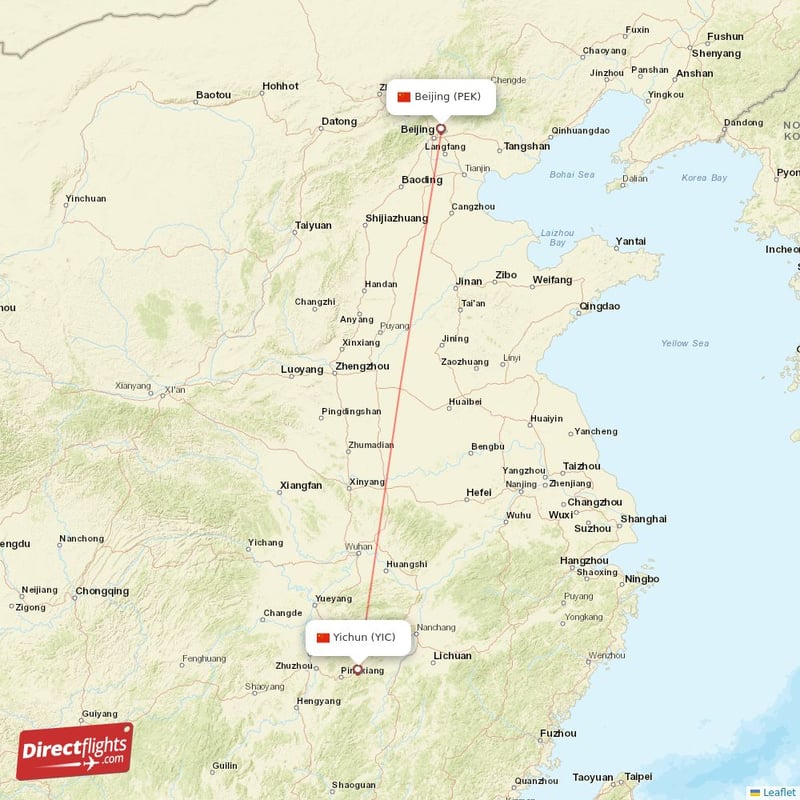 Direct flights from Beijing to Yichun, PEK to YIC non-stop ...