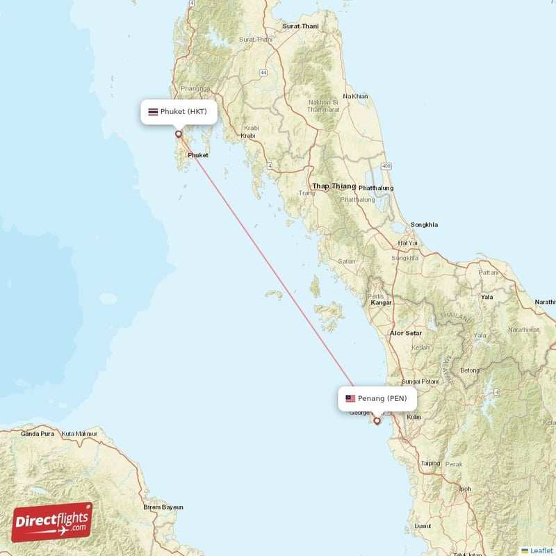 Direct flights from Penang to Phuket, PEN to HKT non-stop - Directflights.com