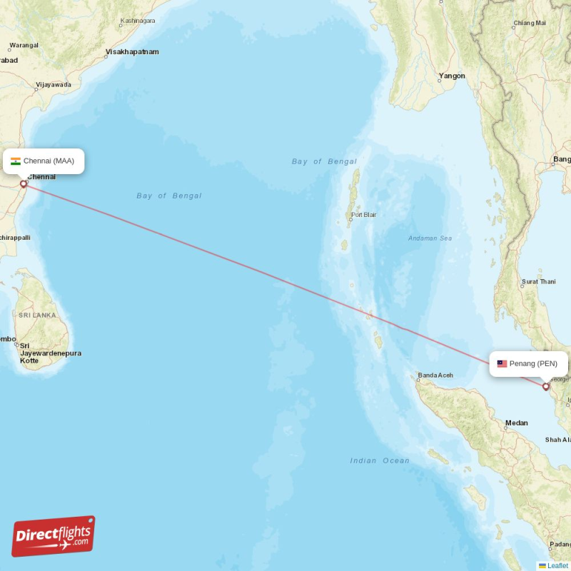Direct flights from Penang to Chennai, PEN to MAA non-stop ...