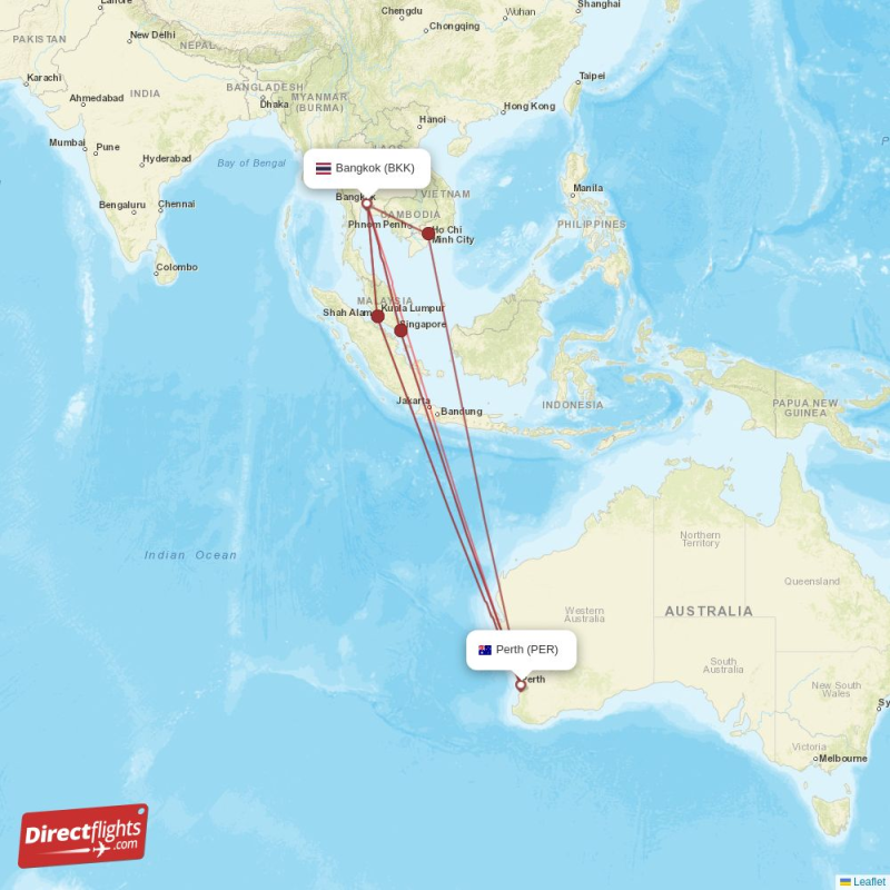 Direct flights from Perth to Bangkok (PER-BKK) - Directflights.com