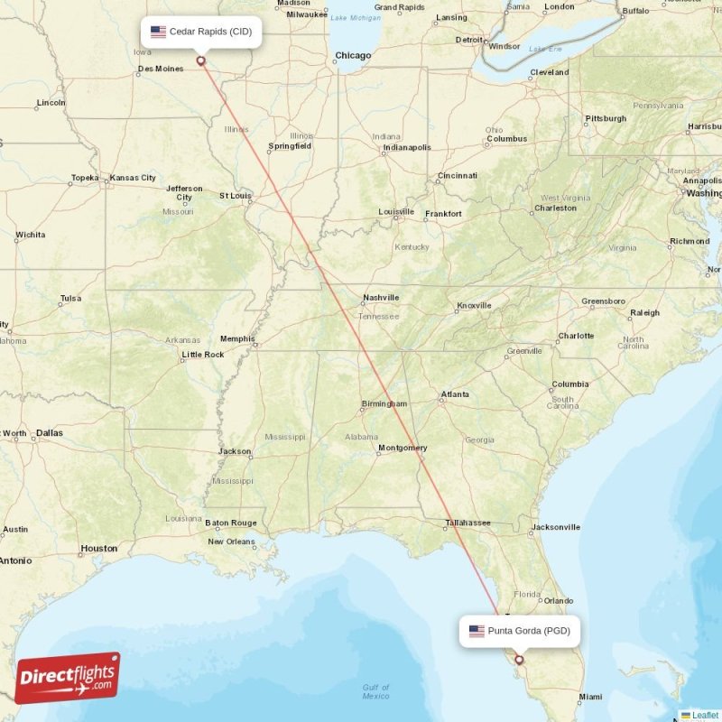 Direct flights from Punta Gorda to Cedar Rapids, PGD to CID non-stop ...