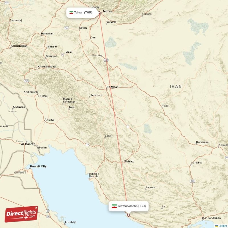 Direct flights from Ala'Marvdasht to Tehran, PGU to THR non-stop ...