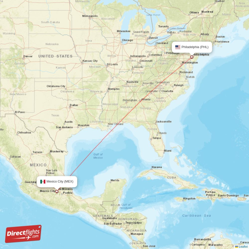 Direct flights from Philadelphia to Mexico City (PHL-MEX ...