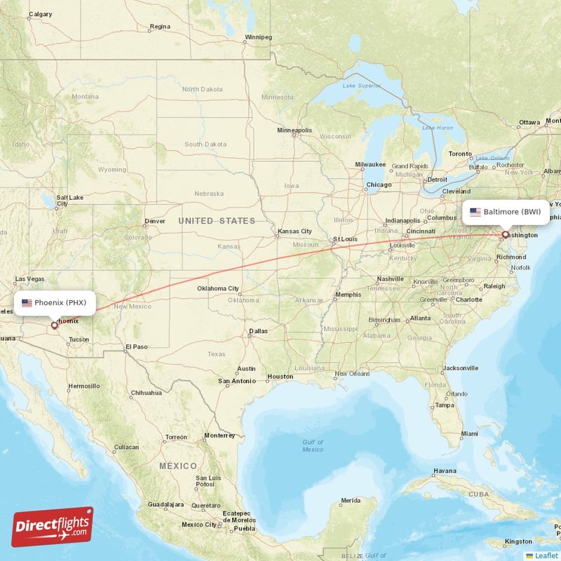 Direct flights from Phoenix to Baltimore, PHX to BWI non-stop - Directflights.com