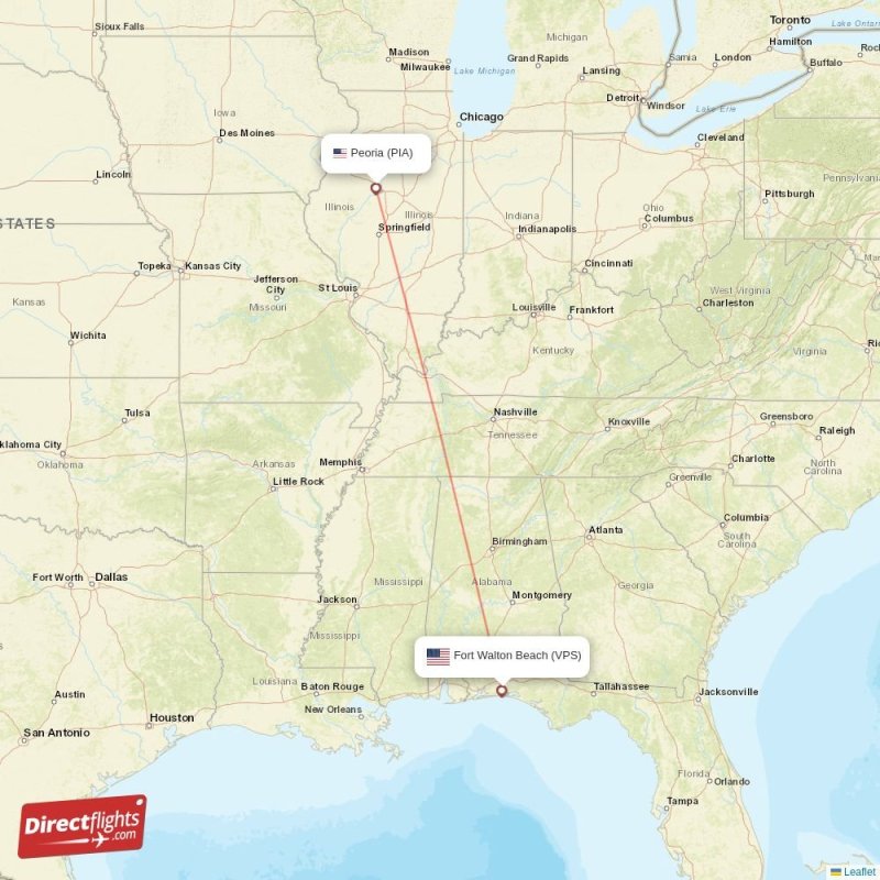 Direct flights from Peoria to Fort Walton Beach, PIA to VPS non-stop ...