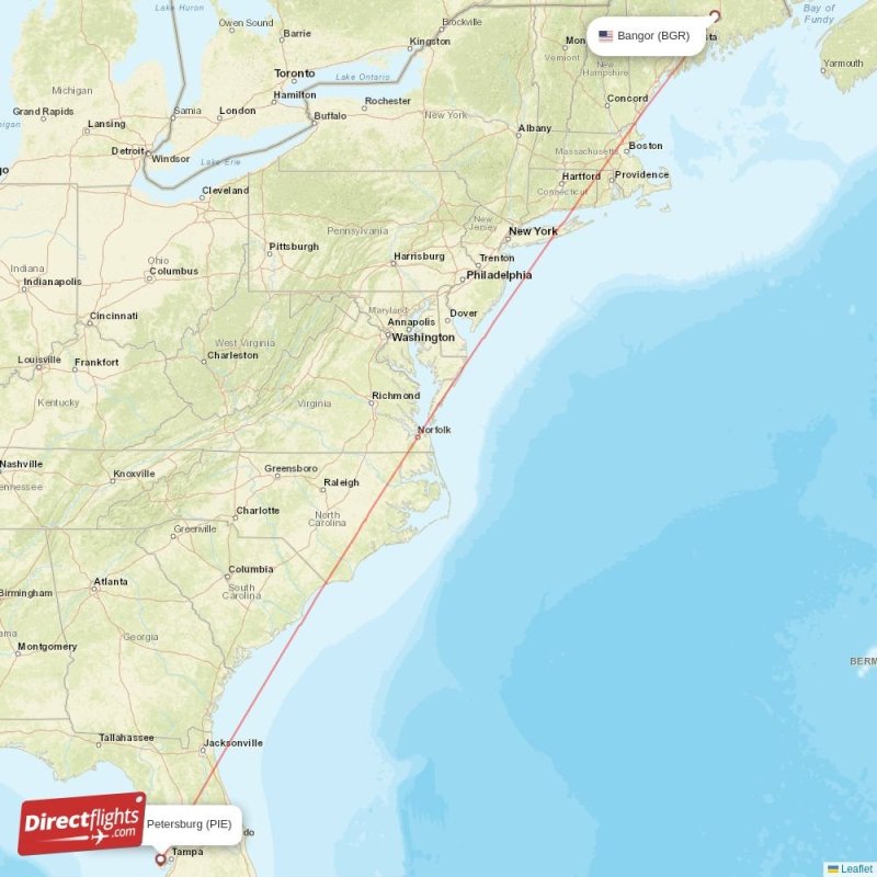 Direct flights from Saint Petersburg to Bangor, PIE to BGR non-stop ...