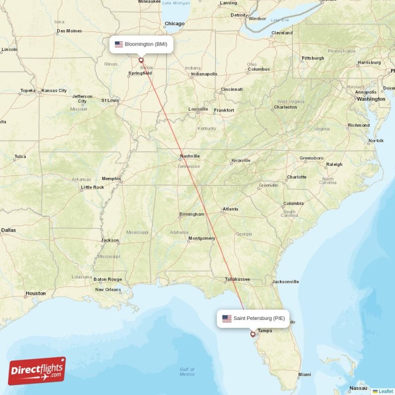 Direct flights from Saint Petersburg to Bloomington, PIE to BMI non ...