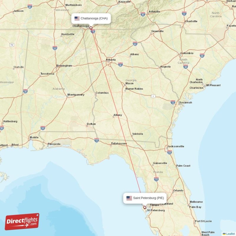 Direct flights from Saint Petersburg to Chattanooga, PIE to CHA non ...