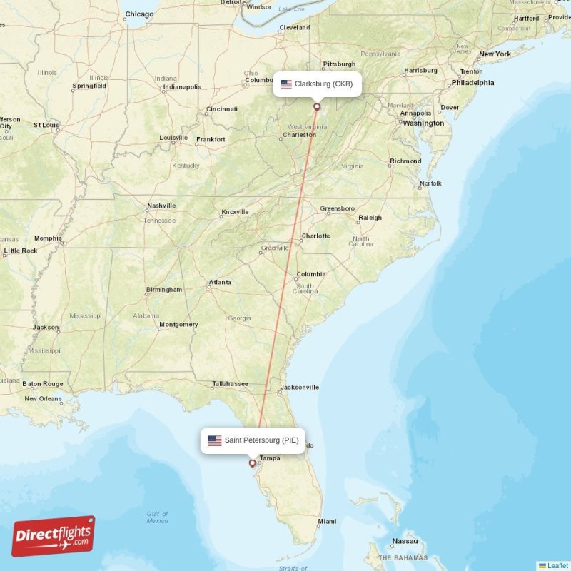 Direct flights from Saint Petersburg to Clarksburg (PIE-CKB ...