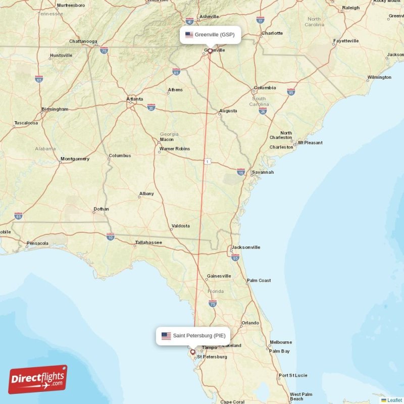 Direct flights from Saint Petersburg to Greenville, PIE to GSP non-stop ...