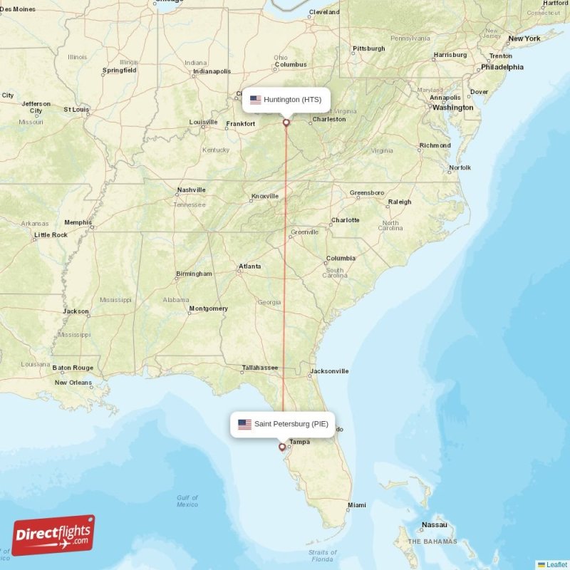 Direct flights from Saint Petersburg to Huntington (PIE-HTS ...