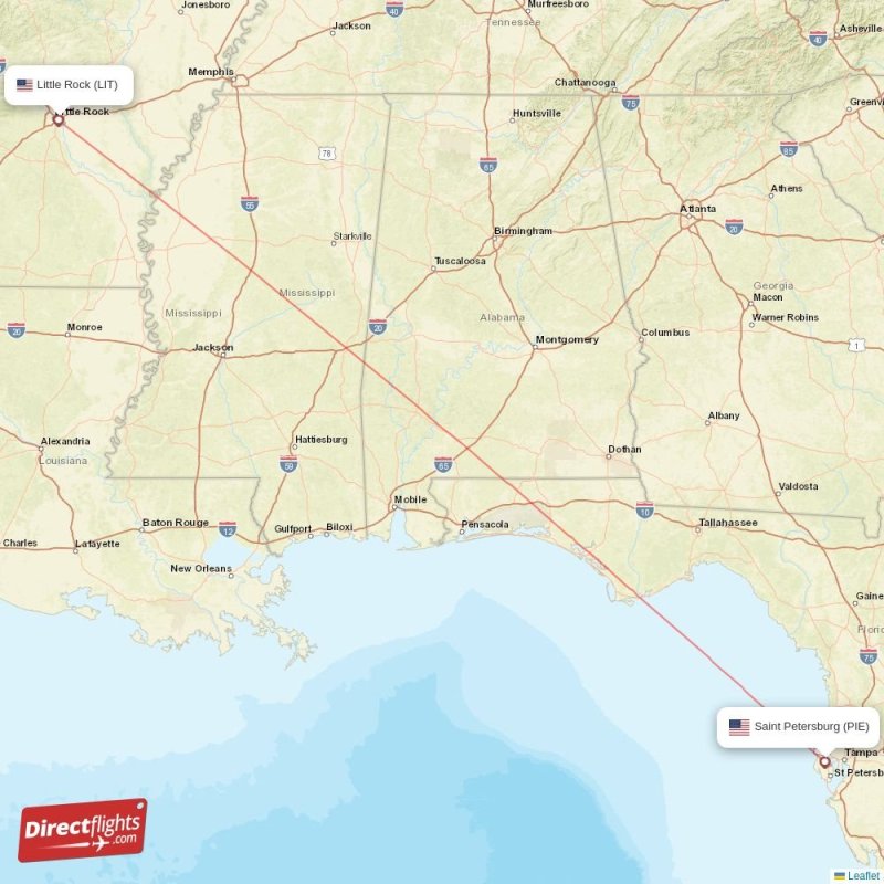 Direct flights from Saint Petersburg to Little Rock, PIE to LIT non ...