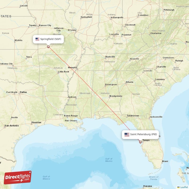 Direct flights from Saint Petersburg to Springfield, PIE to SGF non ...