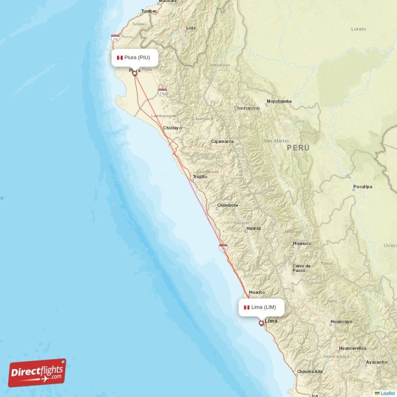 Direct flights from Piura - 1 destinations - PIU, Peru - Directflights.com