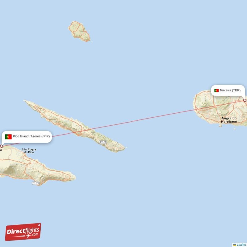 Direct flights from Pico Island (Azores) to Terceira, PIX to TER non ...