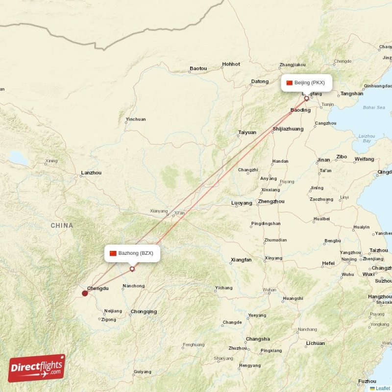 Direct flights from Beijing to Bazhong, PKX to BZX non-stop - Directflights.com