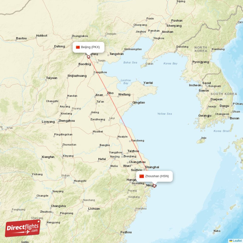 Direct flights from Beijing to Zhoushan, PKX to HSN non-stop ...