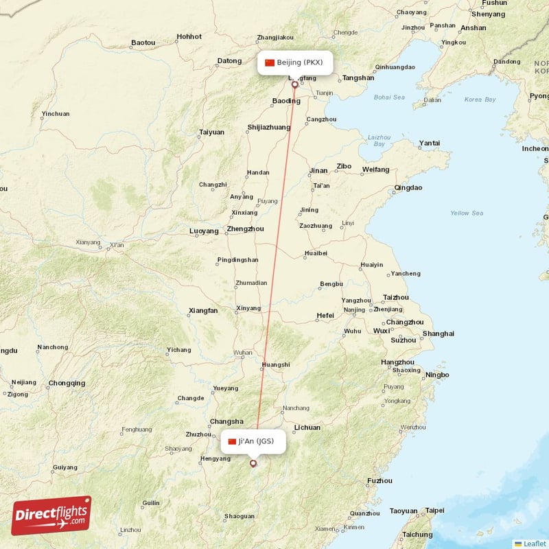 Direct flights from Beijing to Ji'An, PKX to JGS non-stop ...