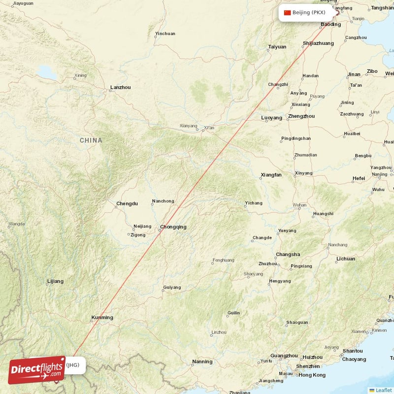 Direct flights from Beijing to Jinghong, PKX to JHG non-stop - Directflights.com