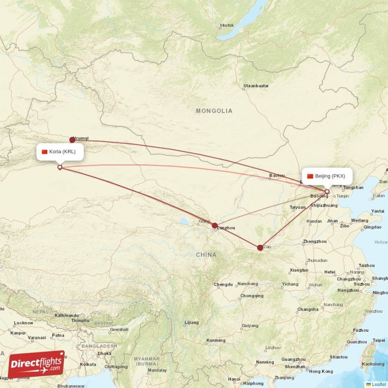 Direct flights from Beijing to Korla, PKX to KRL non-stop ...