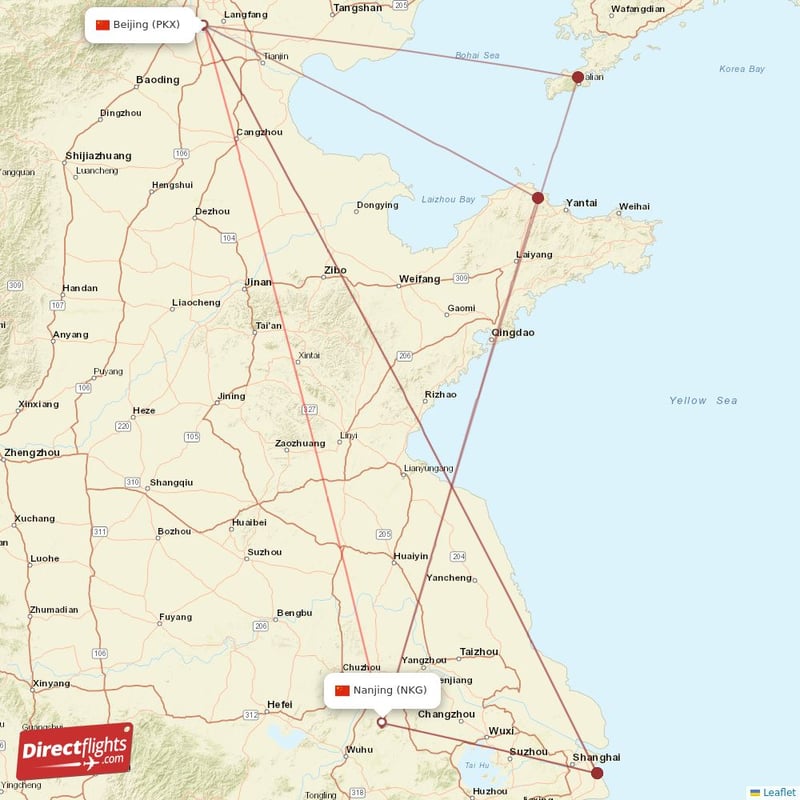 Direct flights from Beijing to Nanjing, PKX to NKG non-stop - Directflights.com
