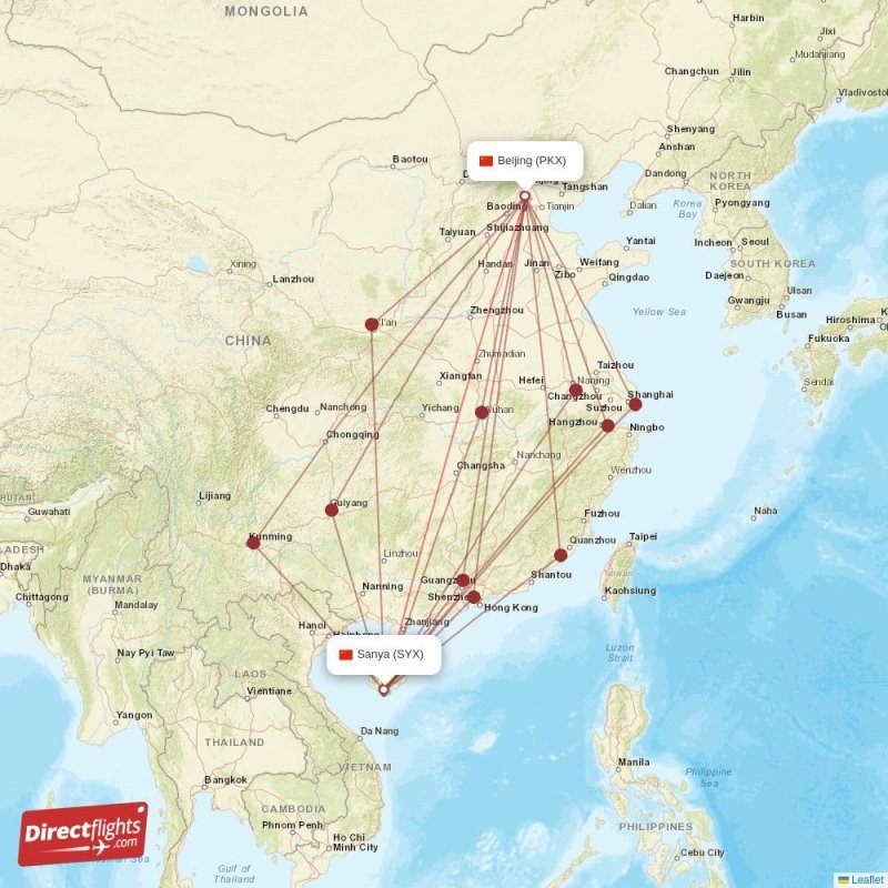 Direct flights from Beijing to Sanya, PKX to SYX non-stop ...