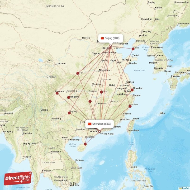 Direct flights from Beijing to Shenzhen, PKX to SZX non-stop ...
