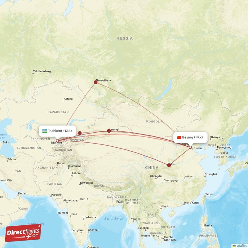 Direct flights from Beijing to Tashkent, PKX to TAS non-stop ...